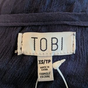 Tobi | Tops | Tobi Finders Keepers Boho Navy Blue Ruffle Flutter Sleeve ...